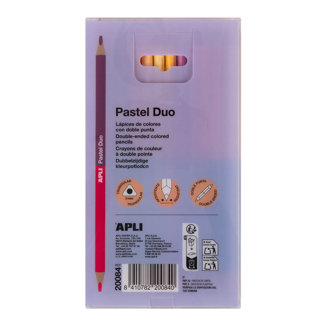 Lapices Bicolor Apli Duo Caja 12 Colores Pastel Surtidos. Lápices de ...